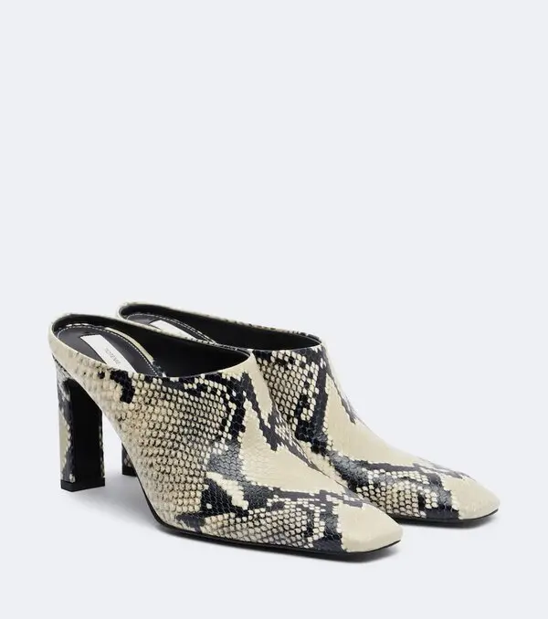 TOTEME Snake-effect Leather Mules