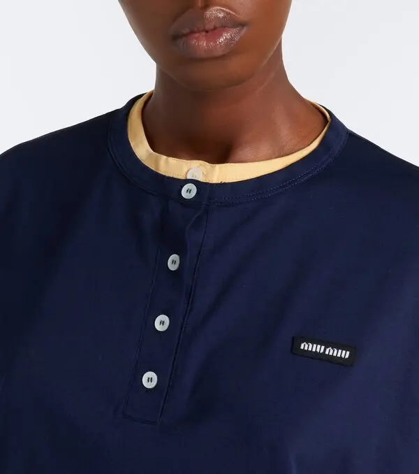 Miu Miu Layered Cotton Jersey Henley Shirt