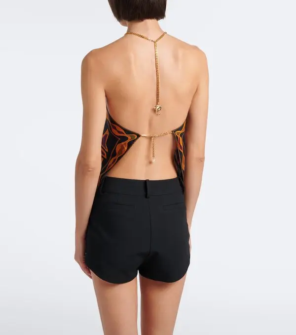Emilio Pucci Labirinto Silk Twill Halterneck Top