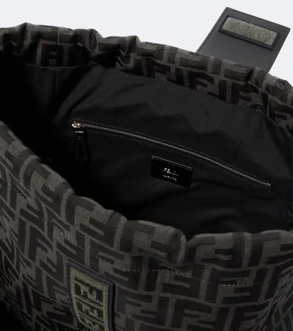 Fendi Strike Ff Zucca Leather-trimmed Backpack