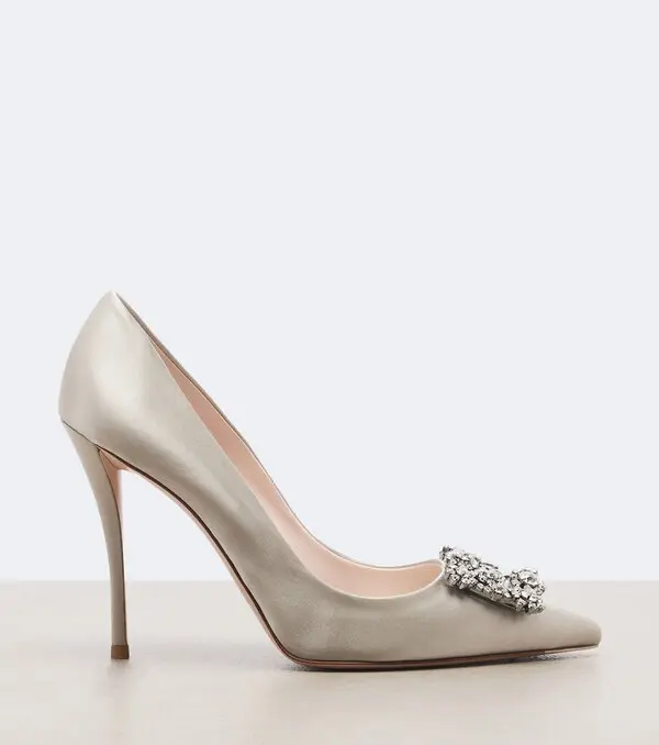 ROGER VIVIER Flower Strass Embellished Satin Pumps