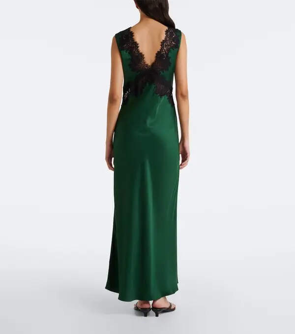 Rixo Lysandra Lace-trimmed Satin Midi Dress