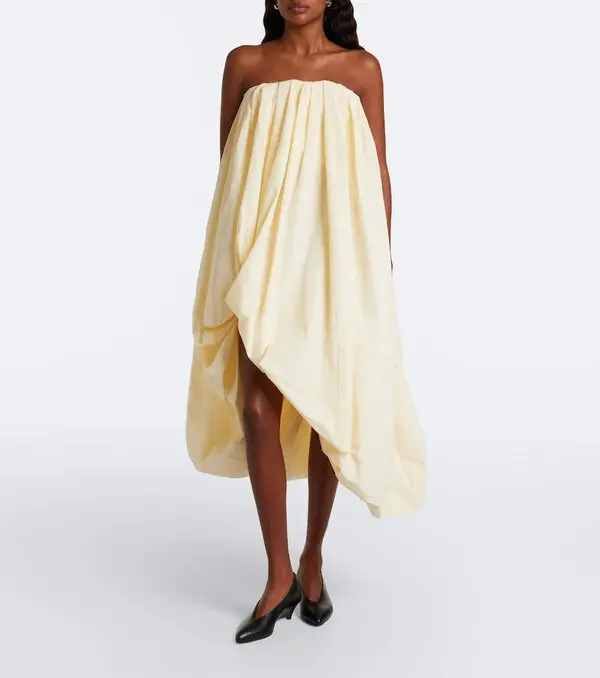 JIL SANDER Asymmetric Taffeta Midi Dress