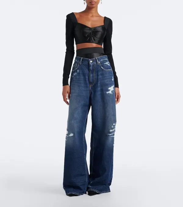 Dolce & Gabbana Distressed Oversized Wide-leg Jeans