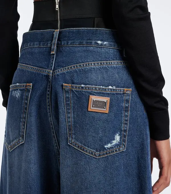 Dolce & Gabbana Distressed Oversized Wide-leg Jeans