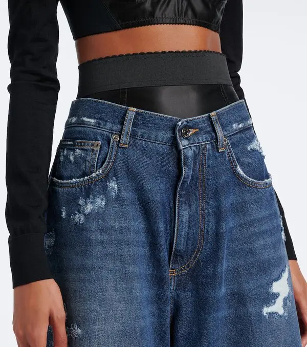 Dolce & Gabbana Distressed Oversized Wide-leg Jeans