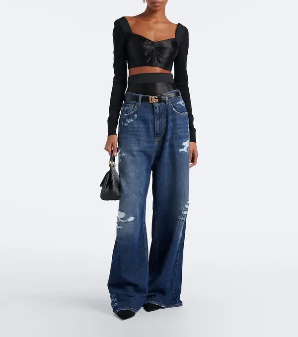 Dolce & Gabbana Distressed Oversized Wide-leg Jeans