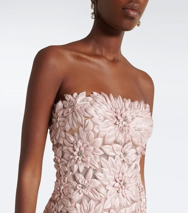 Costarellos Gisella Embellished Satin And Tulle Gown