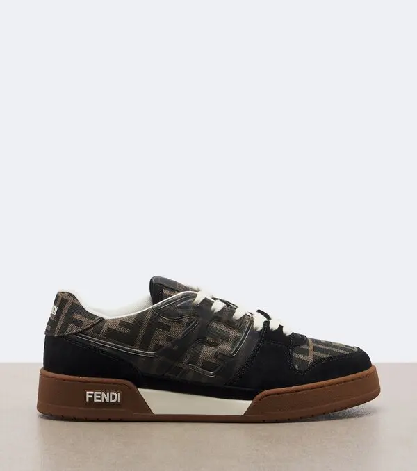 Fendi Match Jacquard Suede-trimmed Sneakers