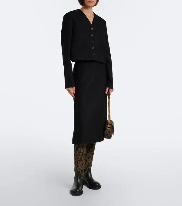 Fendi Filo Canvas And Leather Knee-high Boots