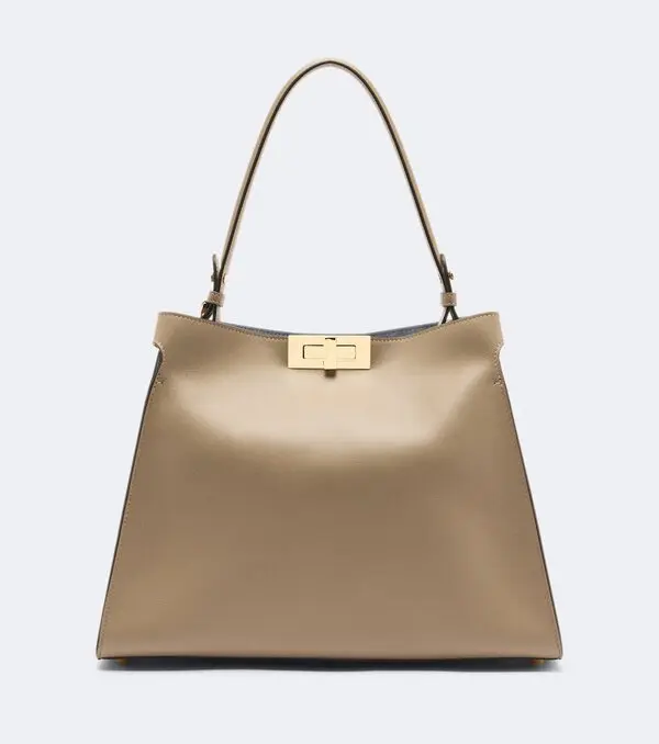 Fendi Way Medium Leather Shoulder Bag - Beige