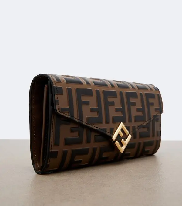 Fendi Ff Diamonds Leather Wallet On Chain