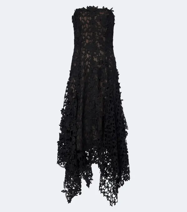 Oscar De La Renta Lace Asymmetric Gown - Black