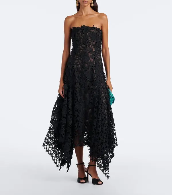 Oscar De La Renta Lace Asymmetric Gown