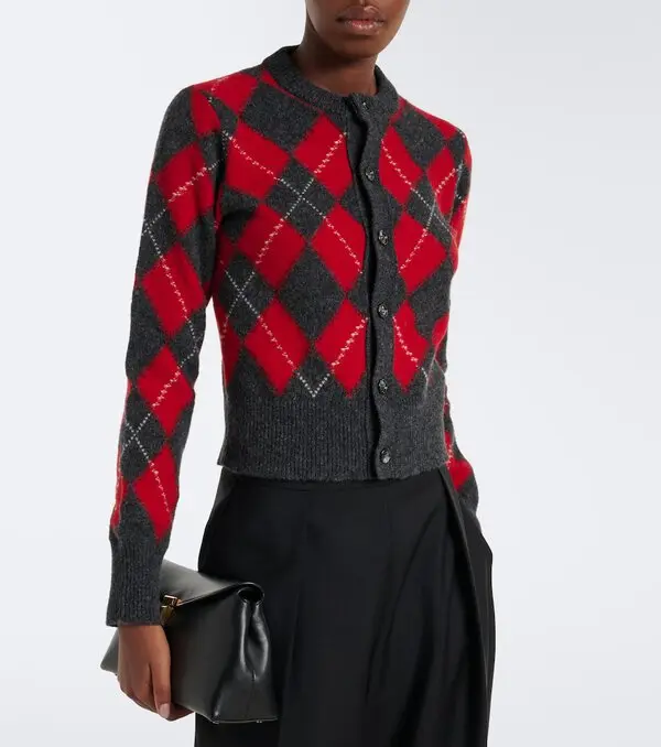 AMI Paris Argyle Virgin Wool Cardigan