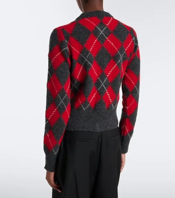 AMI Paris Argyle Virgin Wool Cardigan