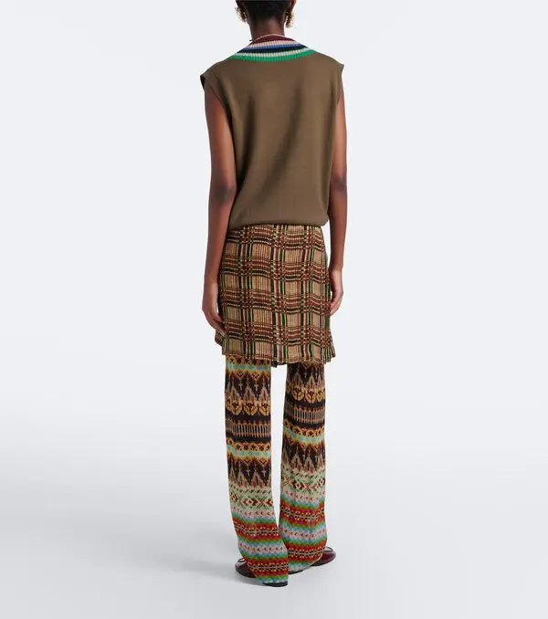 Dries Van Noten Printed Layered Wide-leg Pants
