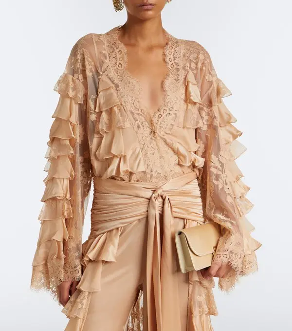 Zimmermann Valiant Lace-trimmed Ruffled Silk Blouse