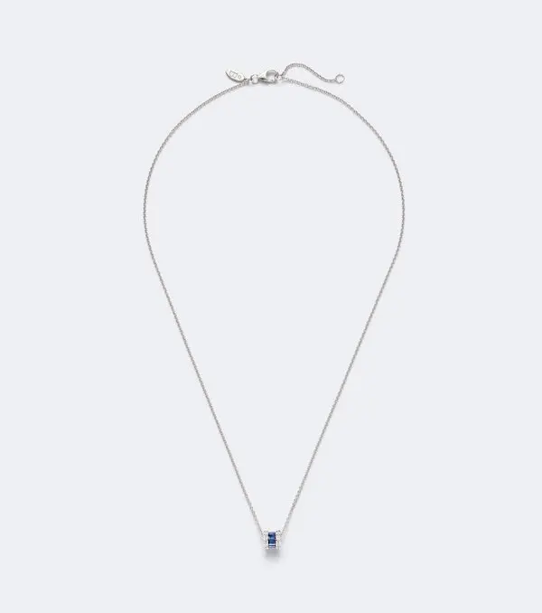 BUCHERER FINE JEWELLERY Baguette Love 18kt White Gold Necklace With Sapphires And Diamonds - Silver