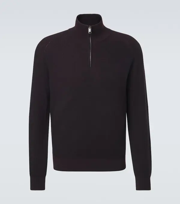 Brioni Cashmere And Wool Half-zip Sweater