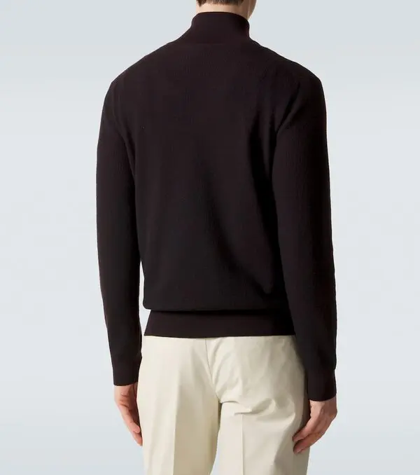 Brioni Cashmere And Wool Half-zip Sweater