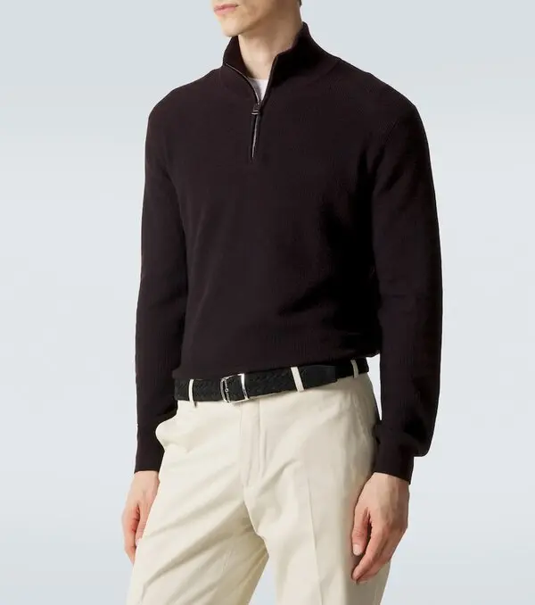 Brioni Cashmere And Wool Half-zip Sweater