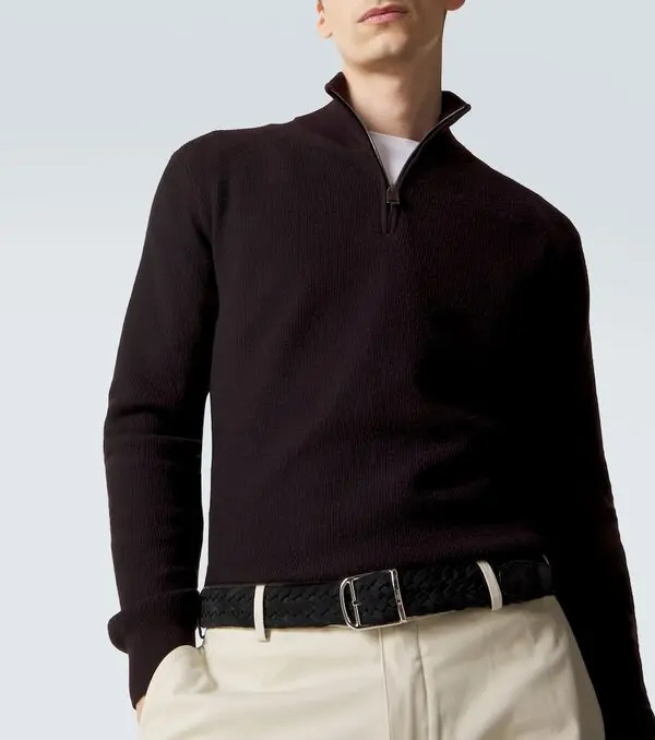 Brioni Cashmere And Wool Half-zip Sweater