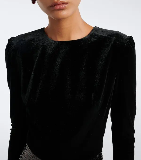 Monique Lhuillier Sequined Velvet-paneled Gown
