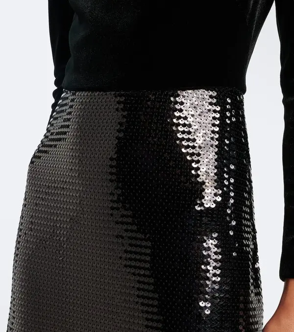 Monique Lhuillier Sequined Velvet-paneled Gown