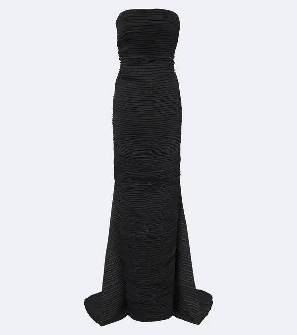 MARMAR HALIM Pleated Satin Bustier Gown