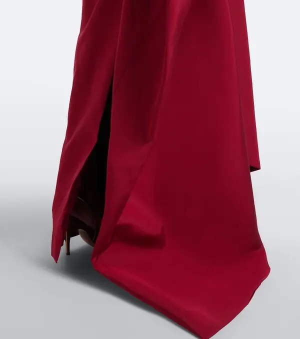 Monique Lhuillier Asymmetric Draped Silk Bustier Gown