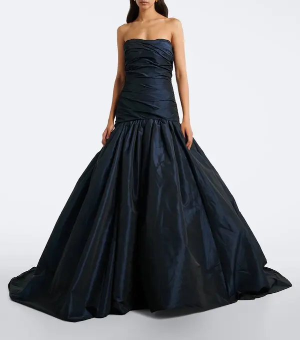 MARMAR HALIM Draped Taffeta Bustier Gown