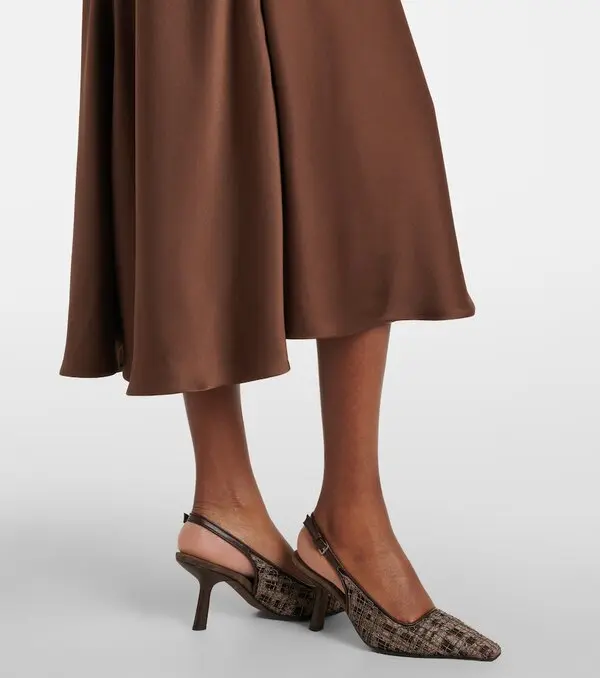 Brunello Cucinelli Monili Satin Midi Dress
