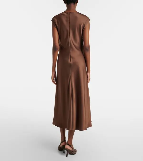 Brunello Cucinelli Monili Satin Midi Dress