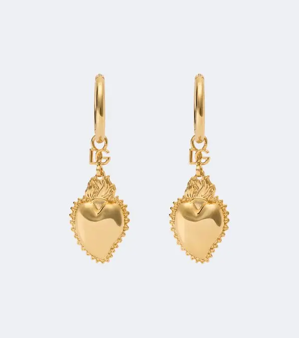 Dolce & Gabbana Sacro Cuore Dg Embellished Hoop Earrings