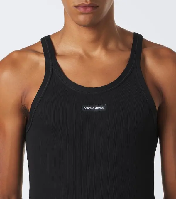 Dolce & Gabbana Logo Ribbed-knit Cotton Tank Top