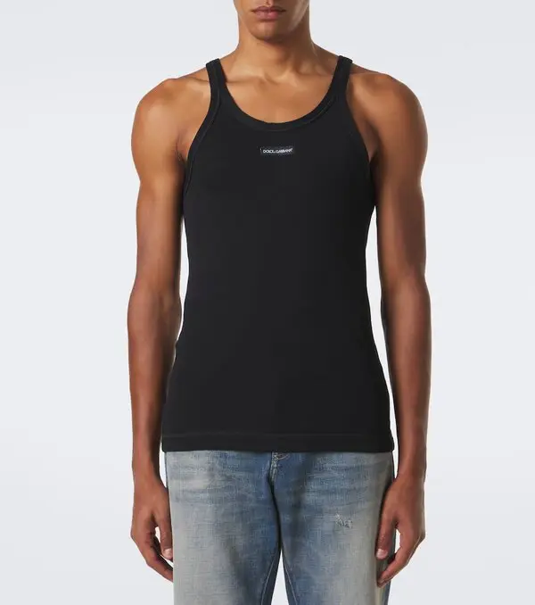 Dolce & Gabbana Logo Ribbed-knit Cotton Tank Top