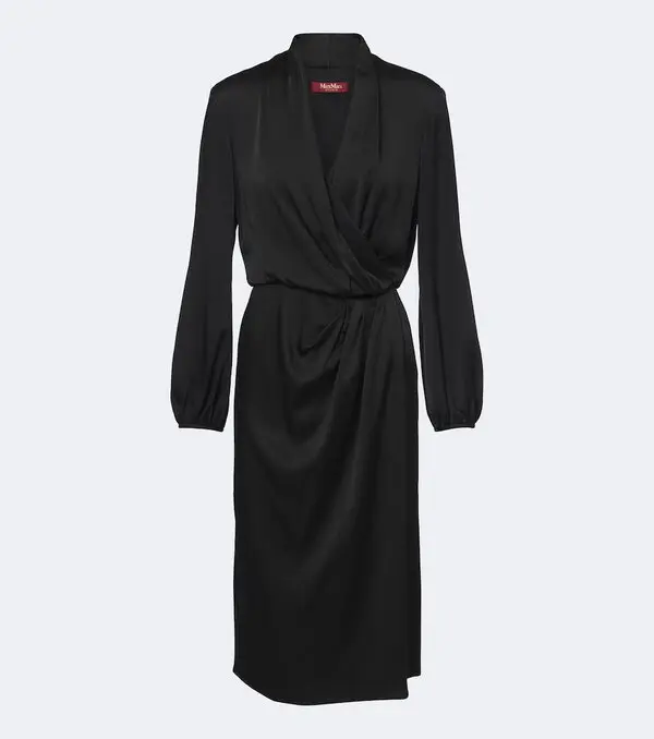 Max Mara Elegante Draped Satin Midi Dress