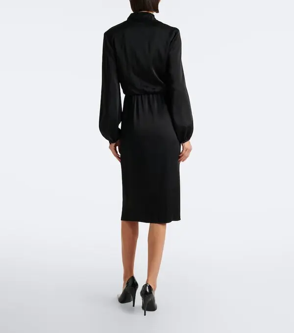 Max Mara Elegante Draped Satin Midi Dress
