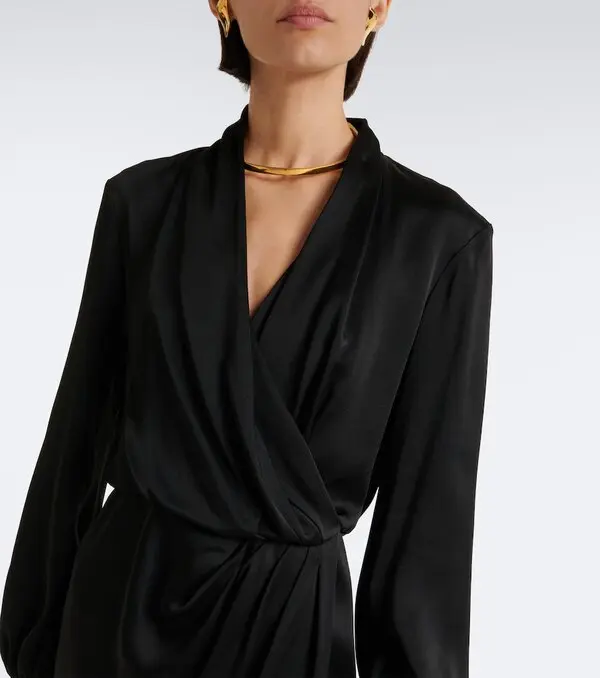 Max Mara Elegante Draped Satin Midi Dress