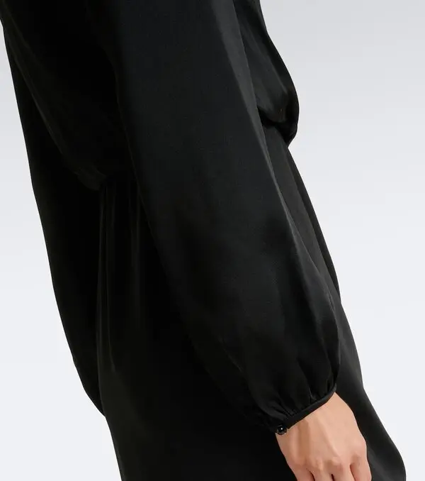 Max Mara Elegante Draped Satin Midi Dress