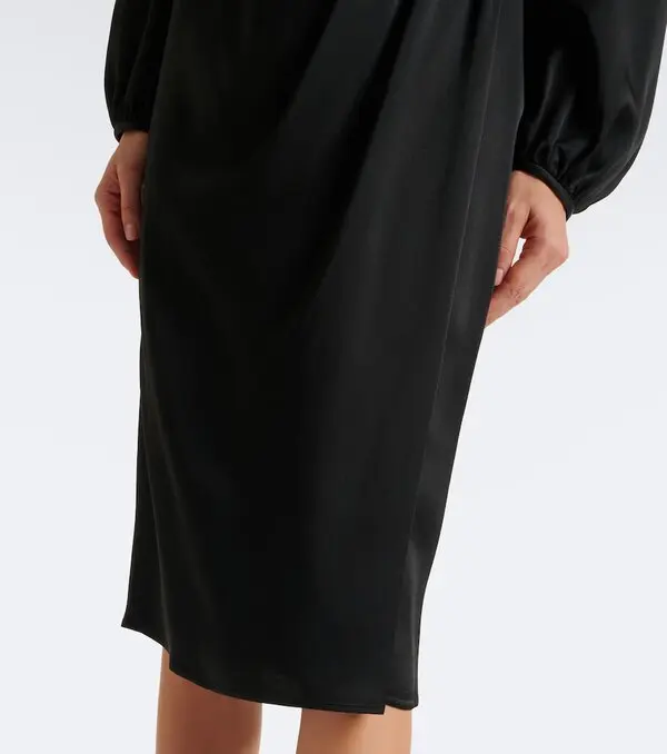 Max Mara Elegante Draped Satin Midi Dress