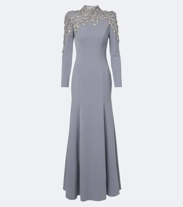 Jenny Packham Viper Crystal-embellished Gown - Grey