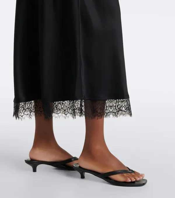 Rixo Annina Lace-trimmed Satin Midi Dress - Black