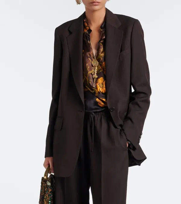 Dries Van Noten Chalk Stripe Single-breasted Blazer