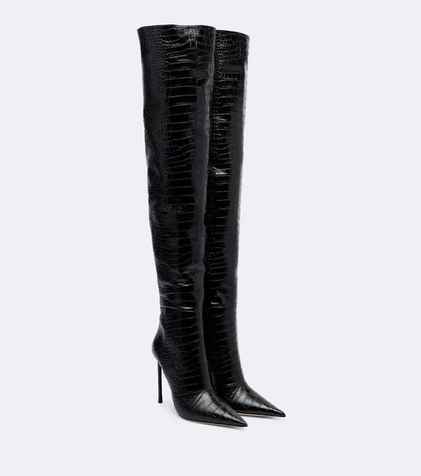 TOM FORD Croc-effect Leather Over-the-knee Boots