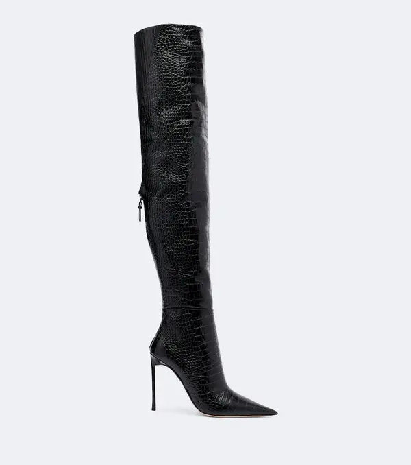 TOM FORD Croc-effect Leather Over-the-knee Boots