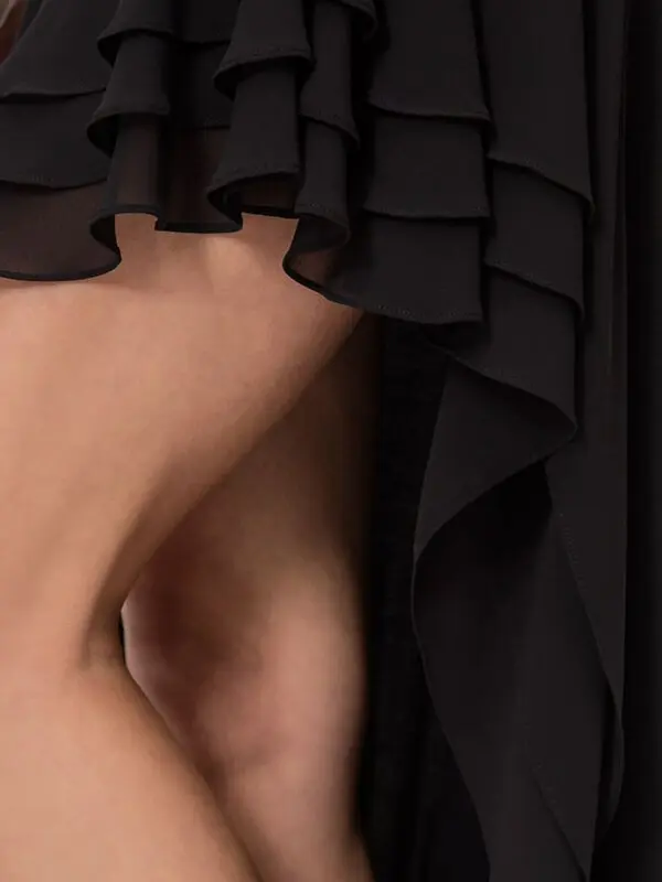 TWINSET Asymmetrical Viscose Long Evening Dress With Ruffles