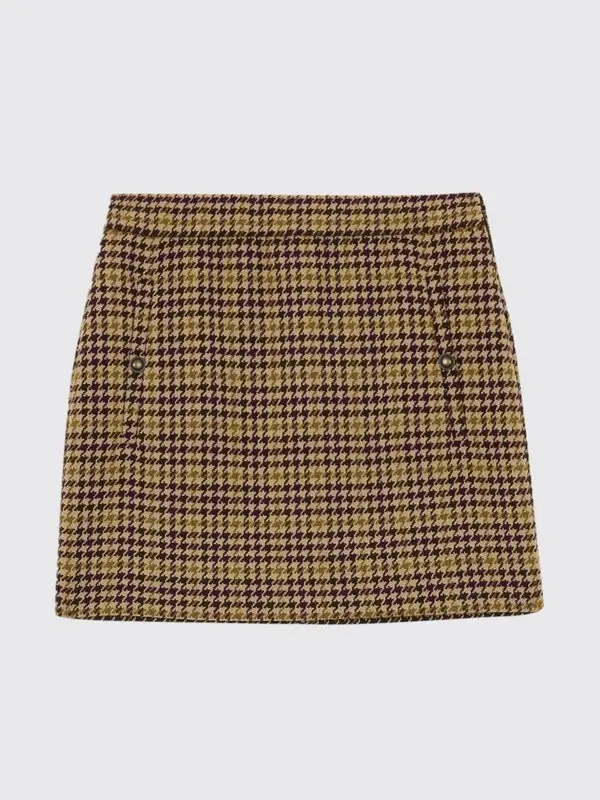 TWINSET Slim Fit Houndstooth Cotton-blend Pencil Mini Skirt