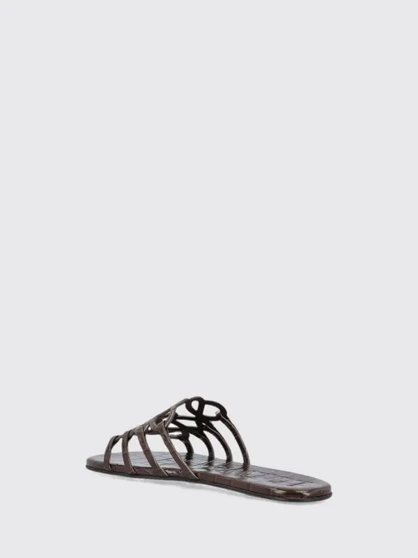 Loewe Anagram Petal Croc-effect Leather Mule Sandals - Brown